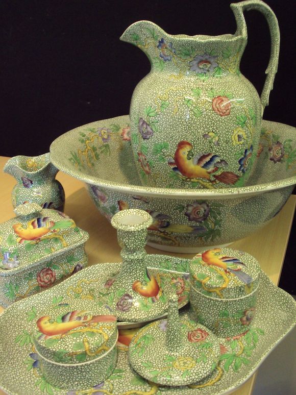 Bonhams : A Copeland late Spode toilet and dressing table set