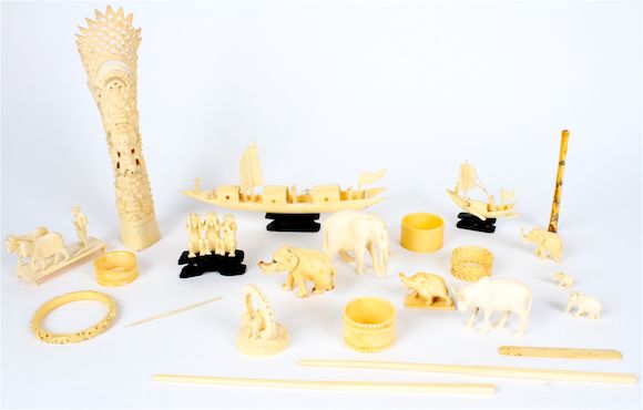 Bonhams : A mixed group of carved ivory