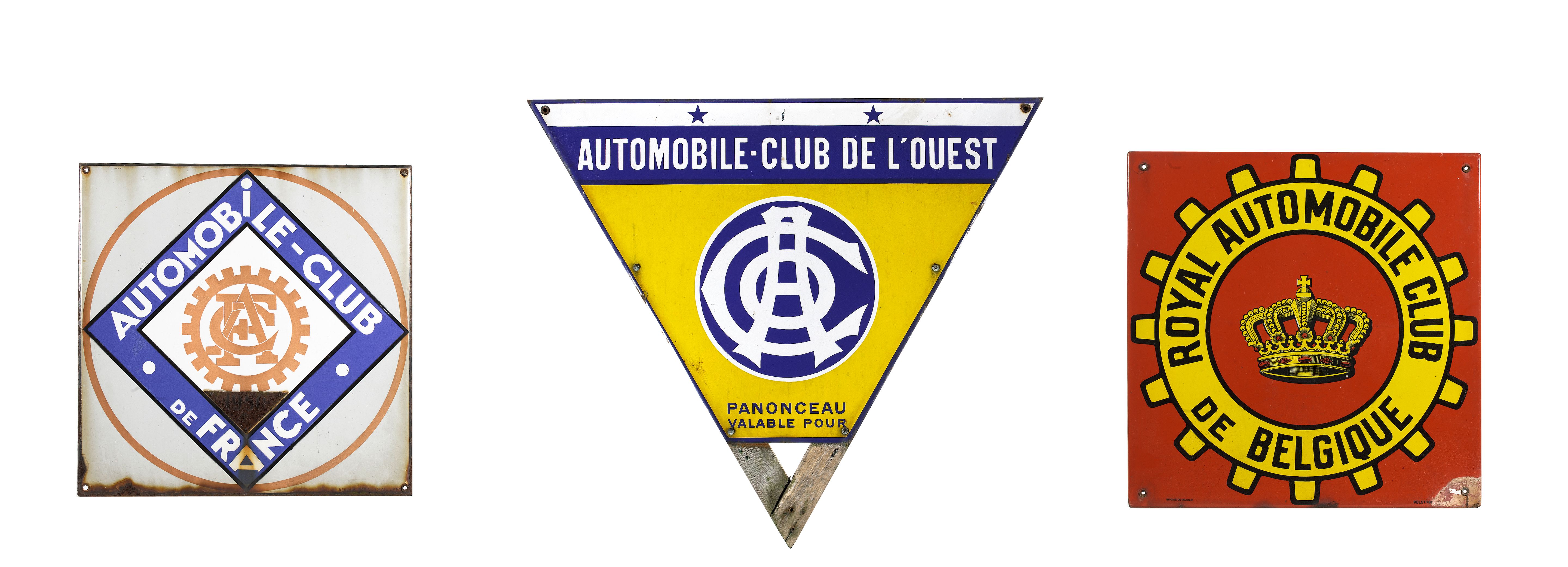 Bonhams Cars : A good 'Automobile-Club de L'Ouest' shaped enamel sign,