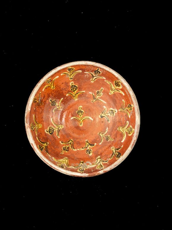 Bonhams : An unusual slip-painted pottery Bowl possibly Caucasus or ...