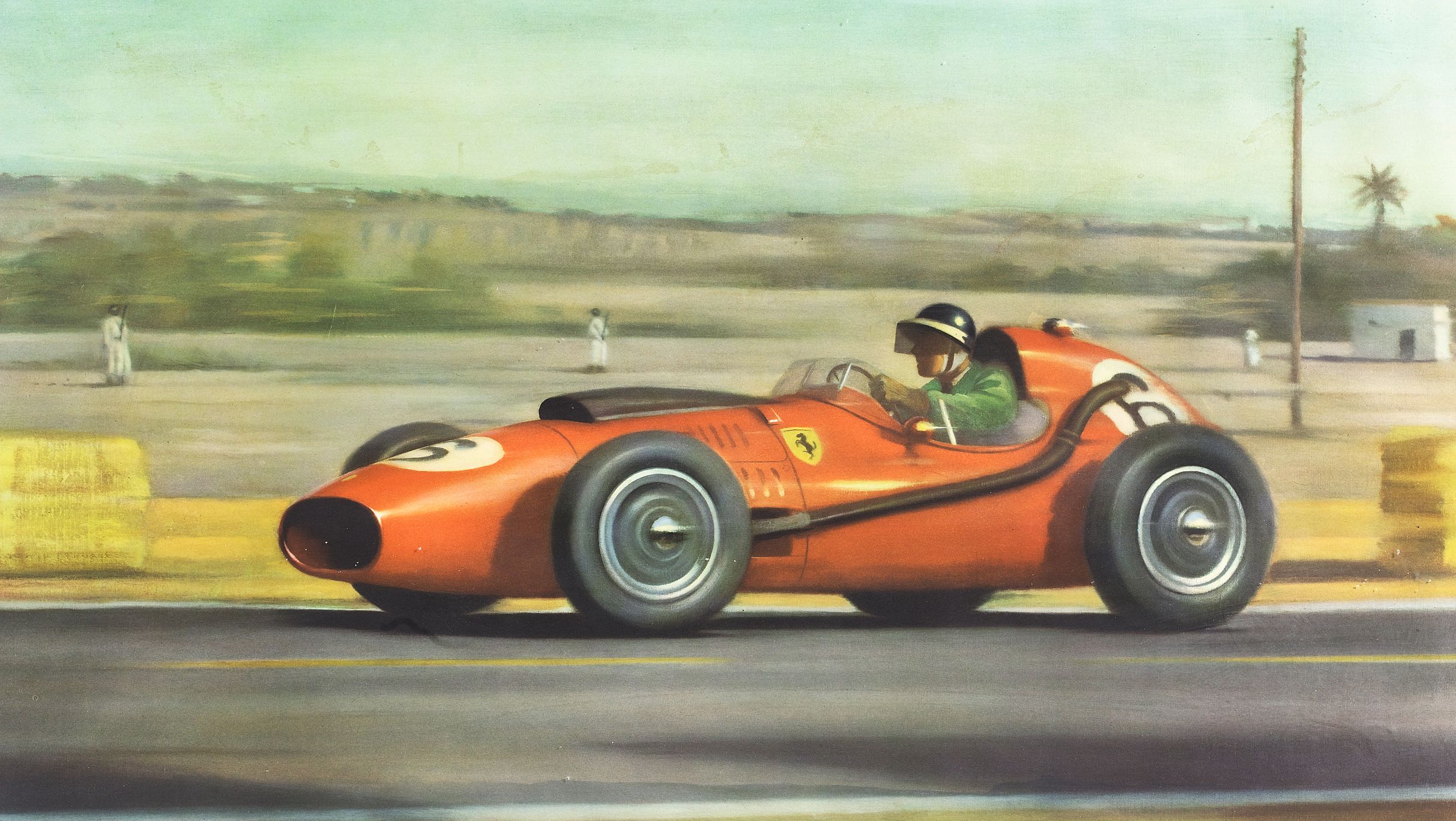 Bonhams Cars : A print depicting Mike Hawthorn at the Moroccan Grand ...