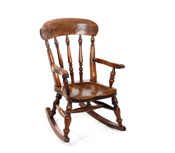 Bonhams : A mid-Victorian alder, beech and elm child's Windsor rocking ...
