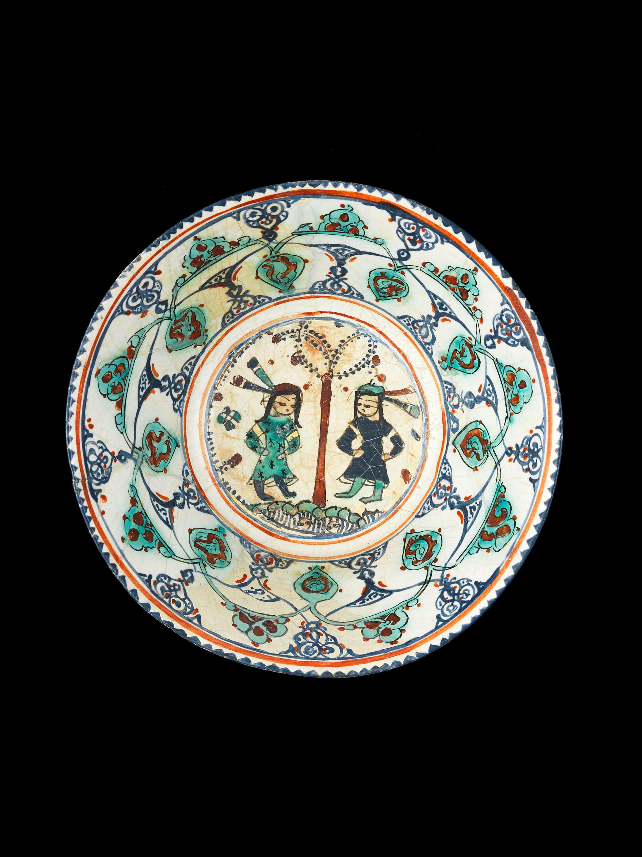 Bonhams : A Minai overglaze-painted pottery bowl Persia, late 12th ...