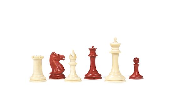 Bonhams : An early Staunton ivory chess set, Jaques London, green ...