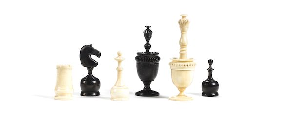 Bonhams : A Lyon Pattern bone chess set, French, circa 1780,