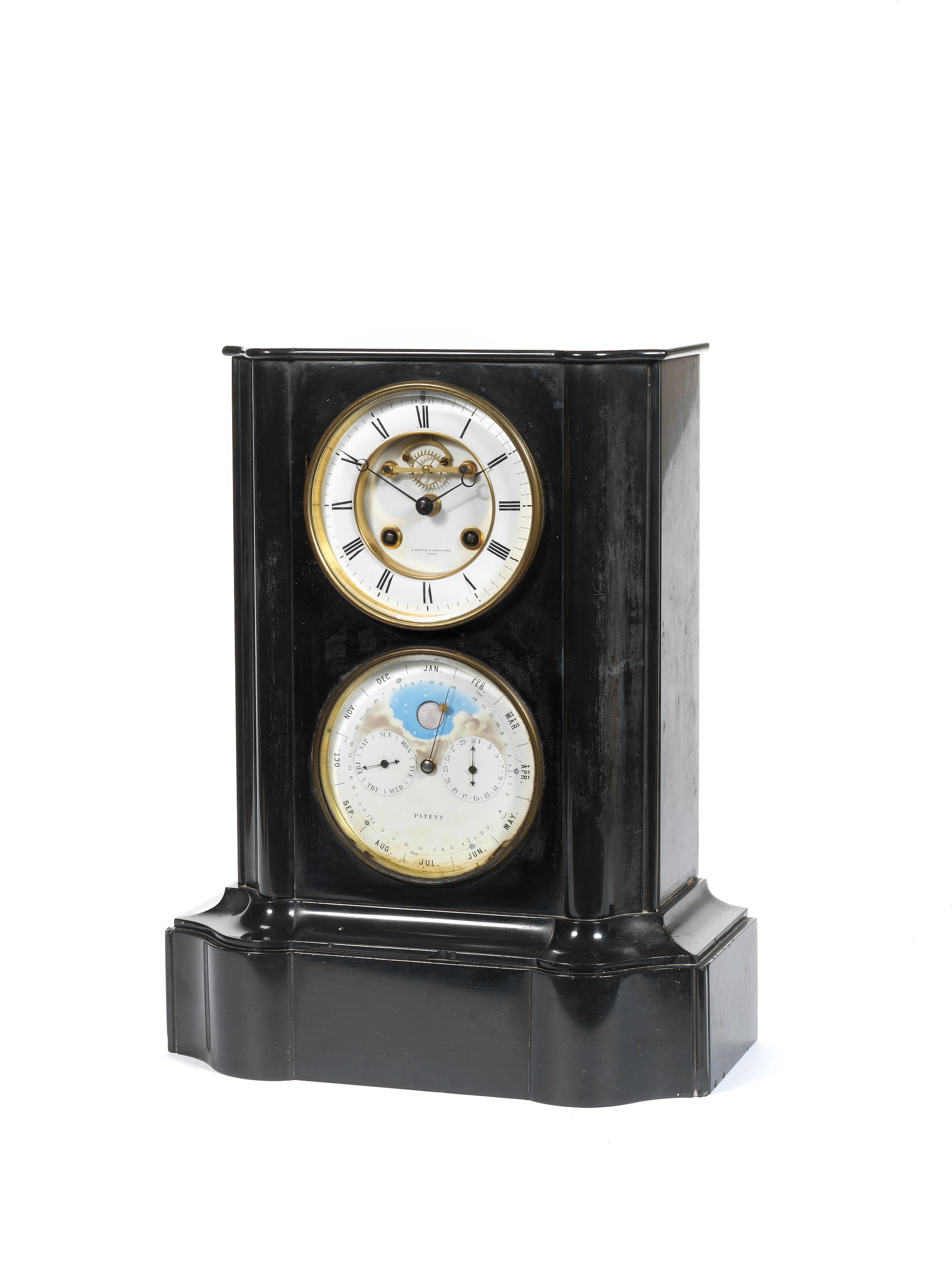 Bonhams : A late 19th century French slate mantel clock with perpetual ...