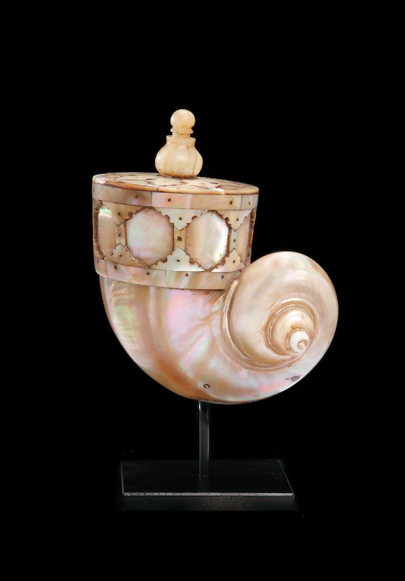 Bonhams : A 17th / 18th century West Indian Turbo shell and mother of ...