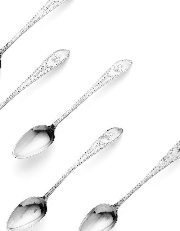 Bonhams : A set of five late 18th Century Irish Celtic point silver ...