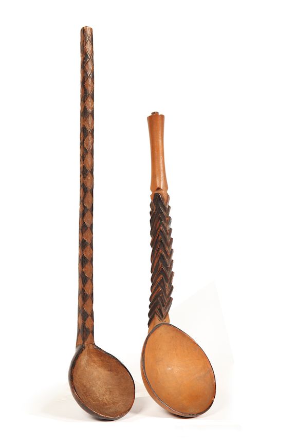 Bonhams : Two North Nguni (Zulu) ladles South Africa 34cm & 43cm long ...