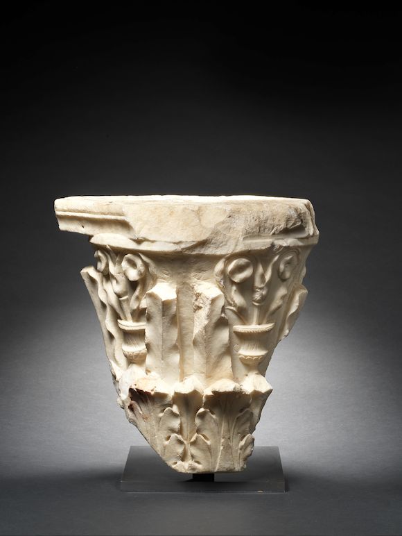 Bonhams : A Roman marble column capital