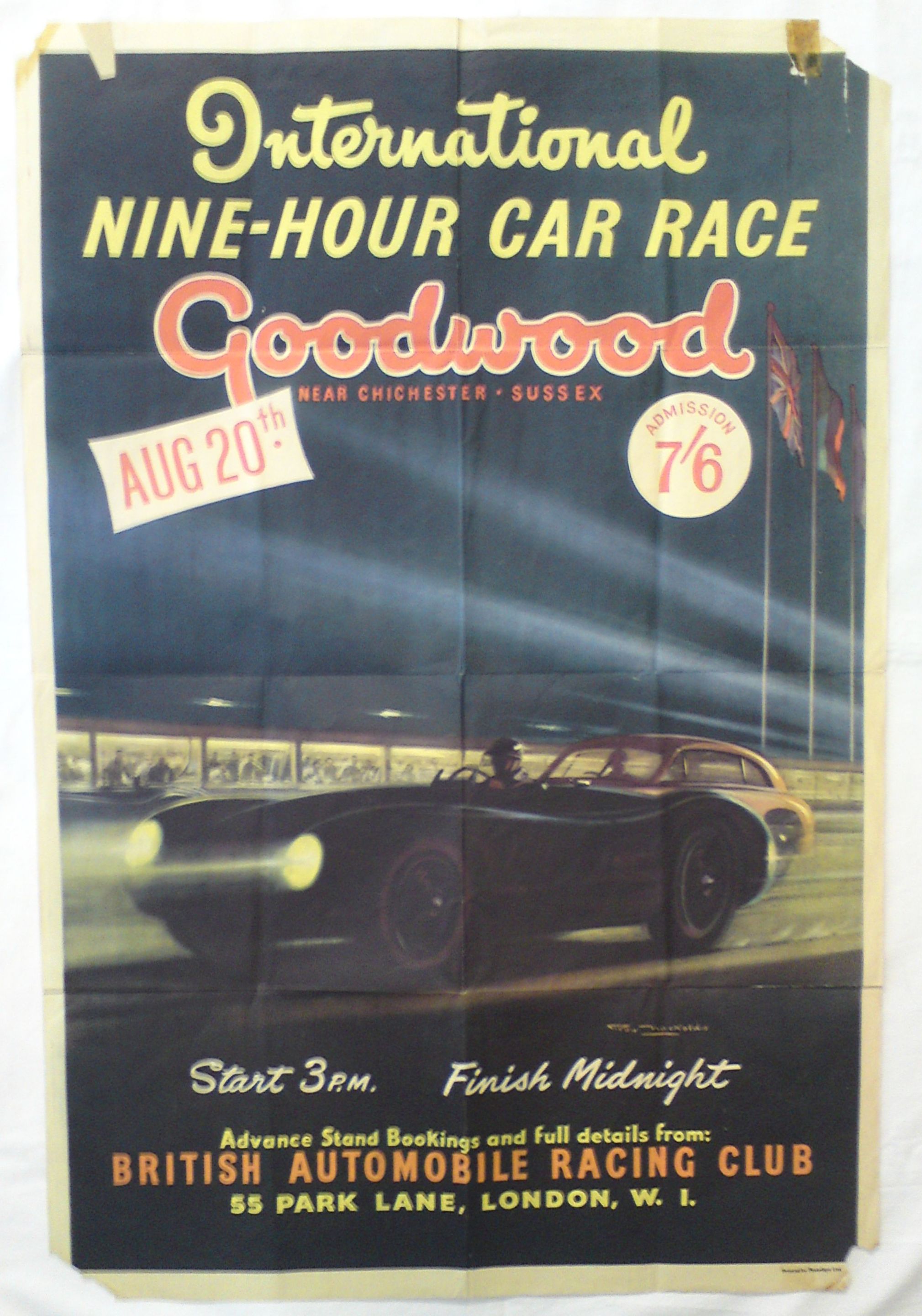 Bonhams Cars : An International Nine-Hour Car Race Goodwood poster,
