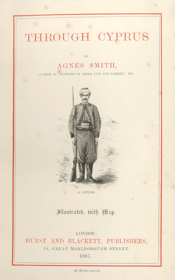 Bonhams : SMITH (AGNES) Through Cyprus, FIRST EDITION, 1887