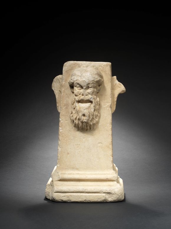 Bonhams : A Roman marble Silenus pedestal