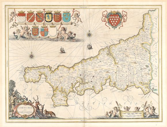 Bonhams : JANSSONIUS (JOANNES) Cornubia sive Cornwallia, double-page ...