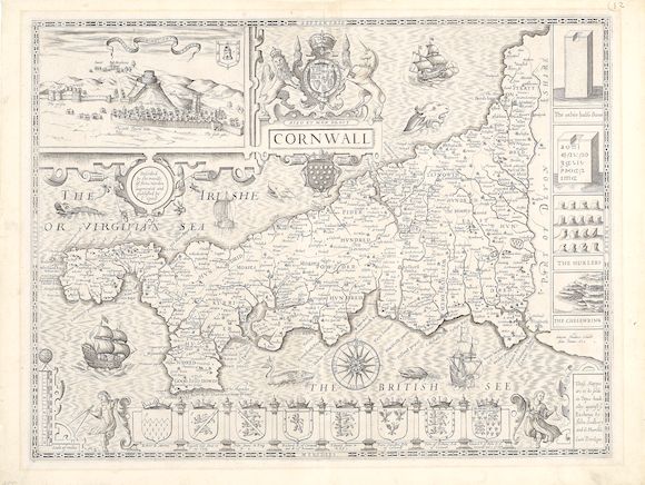 Bonhams : SPEED (JOHN) Cornwall, double-page engraved map, Sudbury and ...