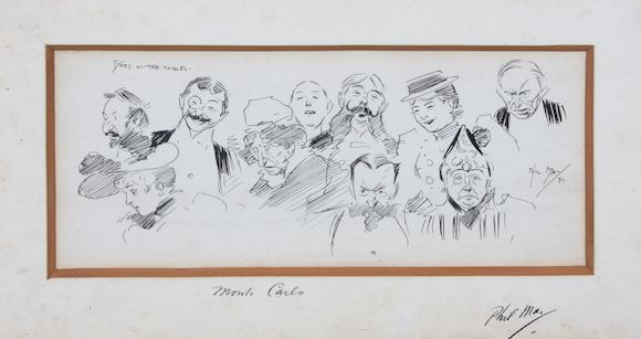 Bonhams : Phil May (British, 1864-1903) At the tables 9 x 21.5cm Also ...