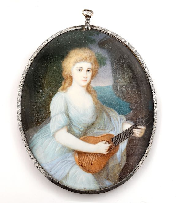 Bonhams : British School, 19th Century A Lady, seated in a landscape ...