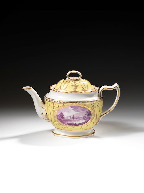 Bonhams : A very rare Pinxton teapot and cover, circa 1796-1799
