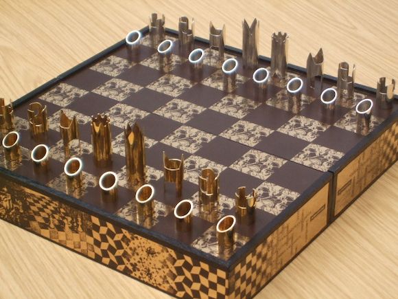 Bonhams : A "Spassky-Fischer Escher Horsemen/Metamorphosis" silver and ...