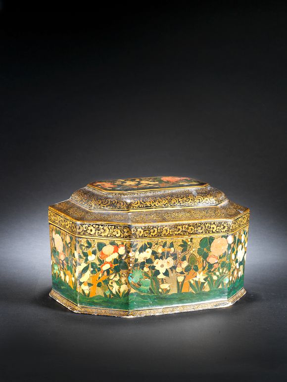 Bonhams : A lacquered papier-maché Casket Kashmir or Persia, circa 1900