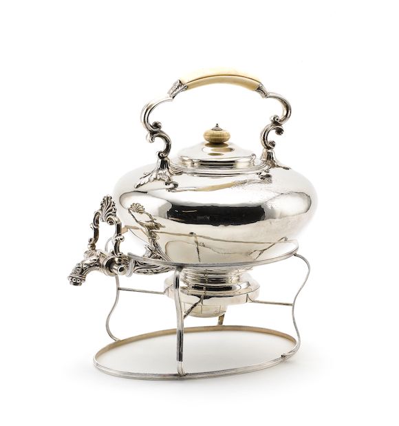 Bonhams : A William IV silver kettle on later burner stand, kettle, by ...