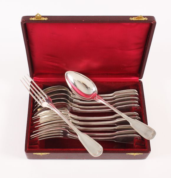 Bonhams : A set of six 19th century German fiddle and thread pattern ...