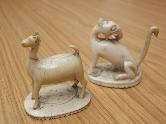 Bonhams : An ivory "llama" chess piece, Indian, 18th century,