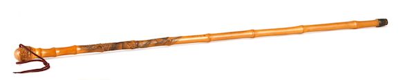 Bonhams : A Japanese carved bamboo cane
