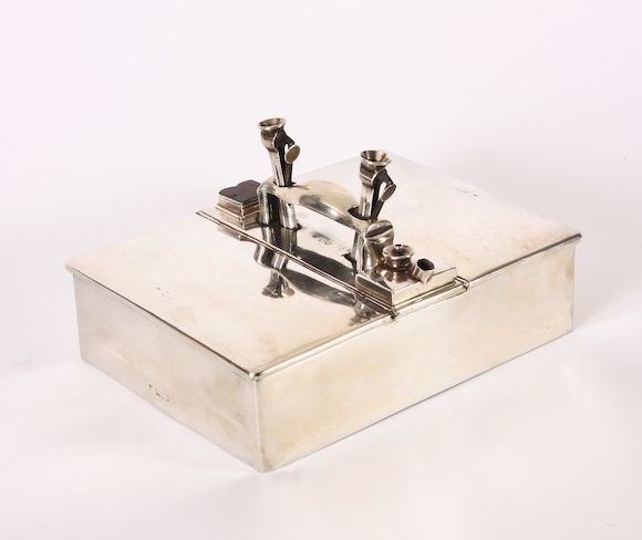 Bonhams : A late Victorian silver mounted cigar box with vesta, cigar ...