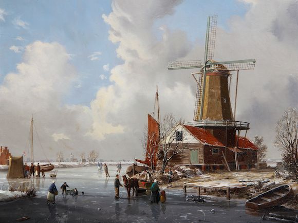 Bonhams : A. de Groote (Dutch, 20th Century) A winter landscape