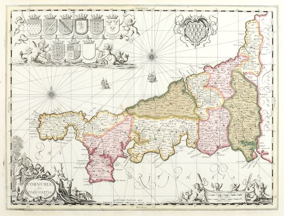 Bonhams : JANSSONIUS (JOANNES) Cornubia sive Cornwallia, hand-coloured ...