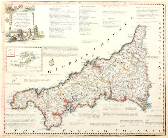Bonhams : BOWEN (EMANUEL) An Accurate Map of Cornwall Divided into ...