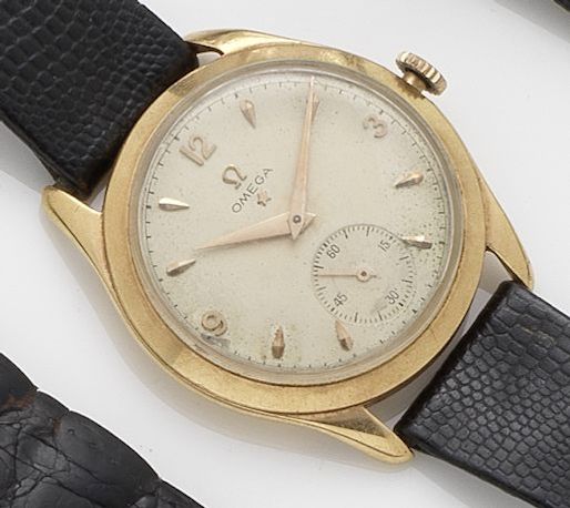 Bonhams : Omega. An 18ct gold manual wind wristwatchRef:2619, Case No ...
