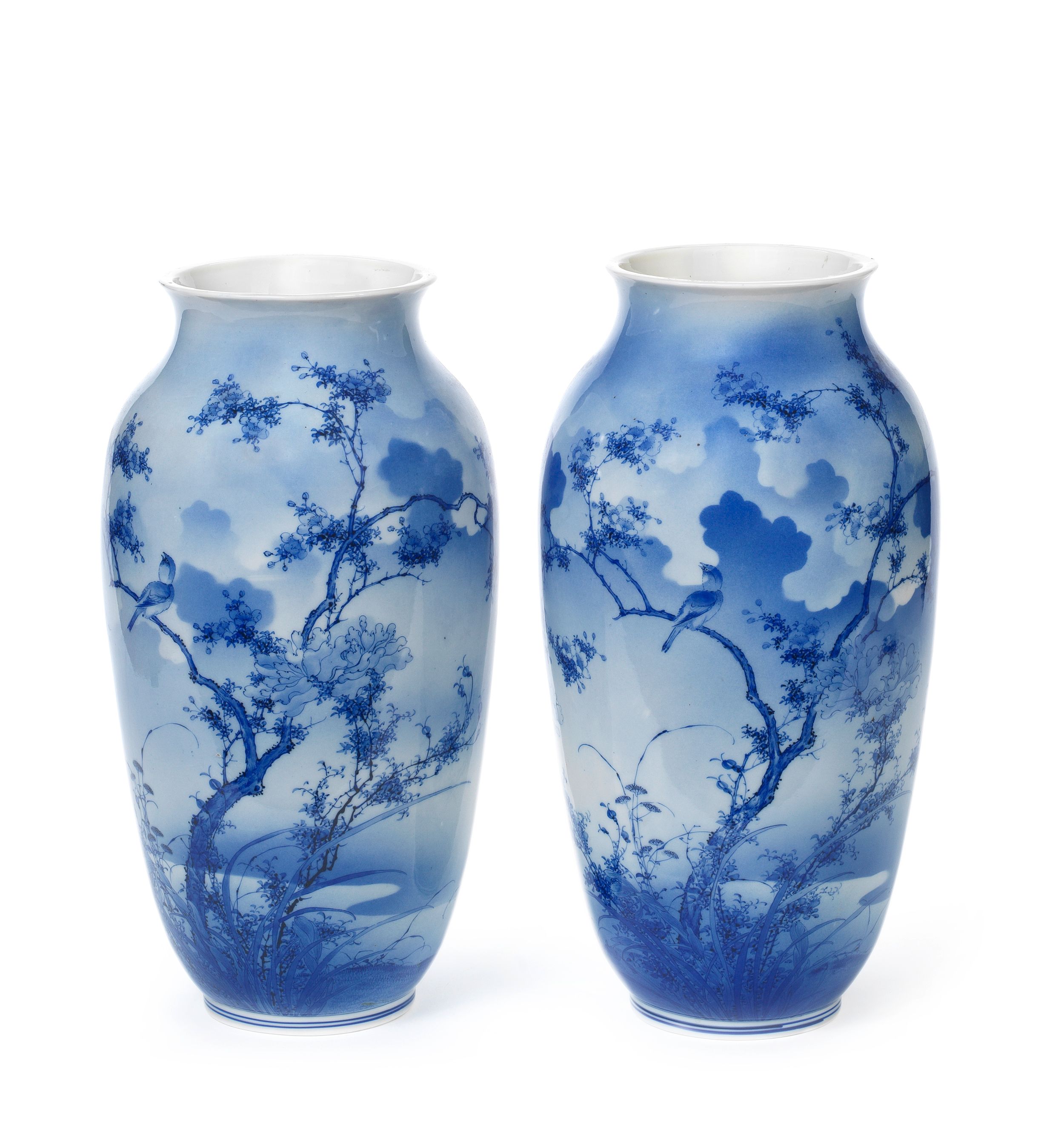 Bonhams : A pair of Seto-ware porcelain vases By Kawamoto Masukichi II ...
