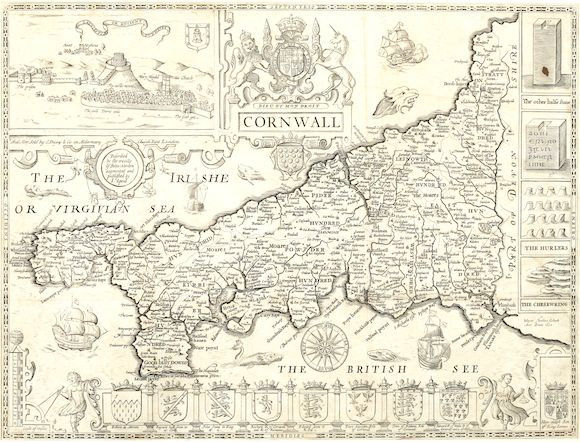 Bonhams : SPEED (JOHN)Cornwall, double-page engraved map, C. Dicey & Co ...