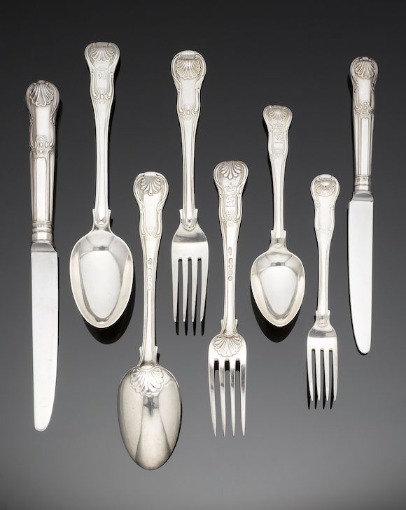 Bonhams : A silver Hour Glass pattern table service of flatware ...
