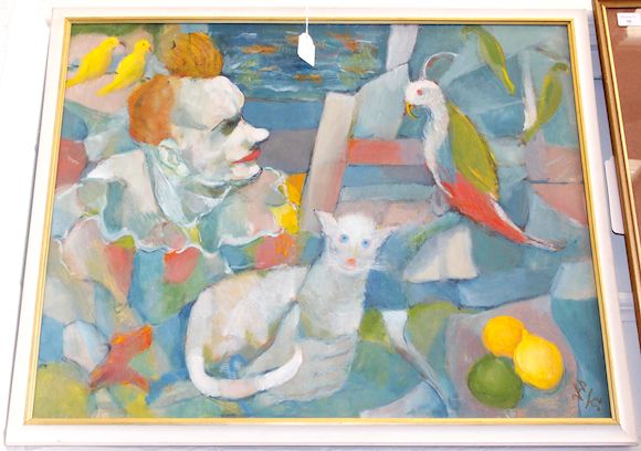Bonhams : Jean Georges Simon (British, 1894-1968) Clown Holding Cat
