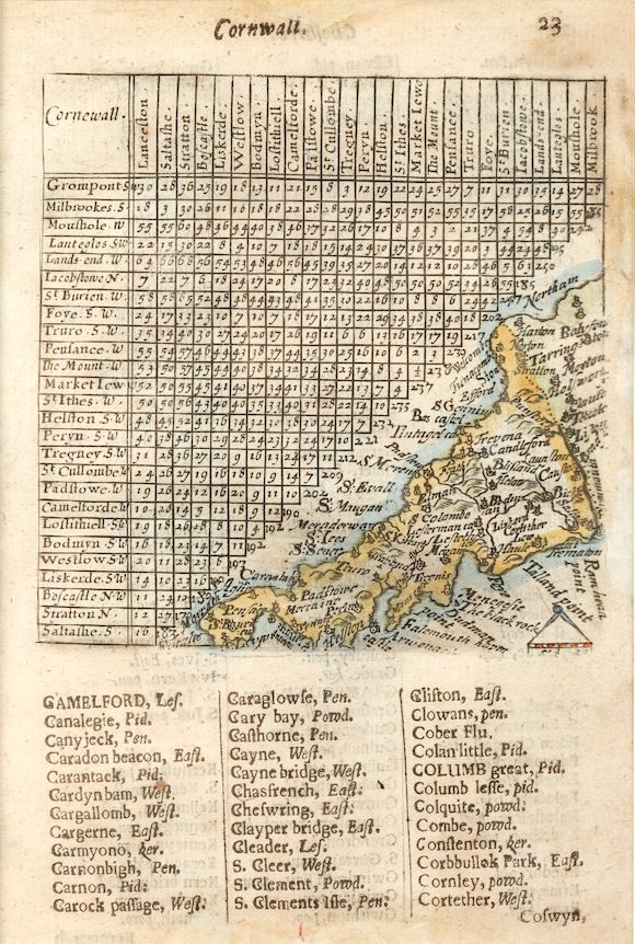 Bonhams : BLOME (RICHARD) [Cornwall], engraved map, hand-coloured in ...