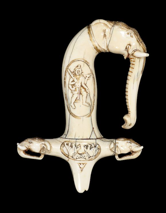Bonhams : A gilt-decorated ivory sword Hilt India, 19th Century
