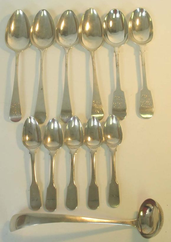 Bonhams : Five 19th century Chinese export silver teaspoons, by Luen Wo ...