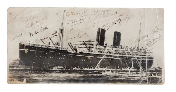 Bonhams : 1926 SS Ranpura hand signed M.C.C picture