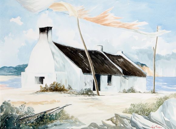 Bonhams : Guy Todd (20th Century) A whitewashed cottage by the sea