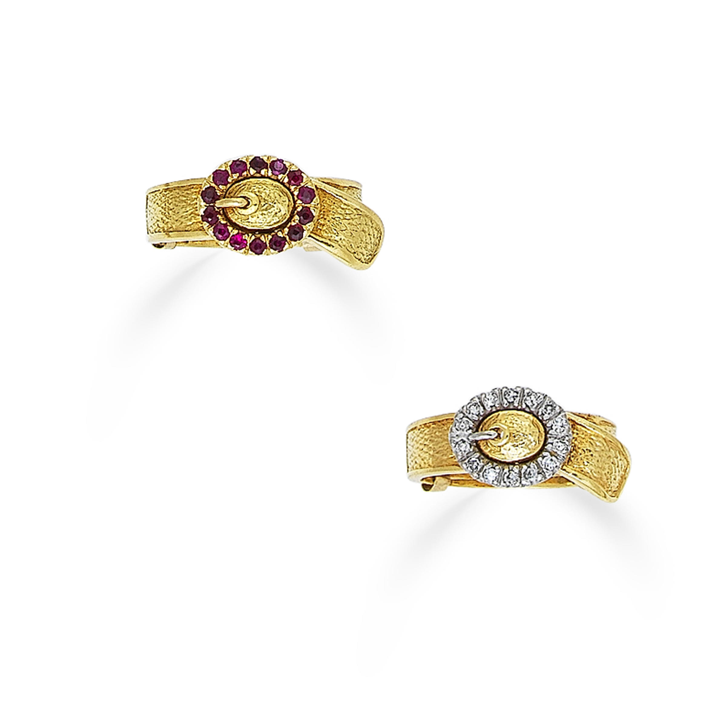 Bonhams : A ruby ring, by Cartier, circa 1955, a pair of ruby earclips ...