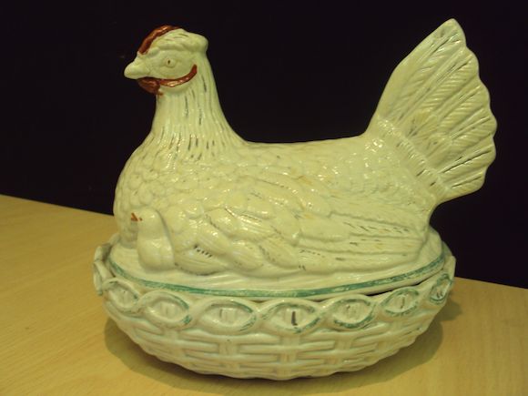 Bonhams : A Staffordshire pottery hen pot and cover