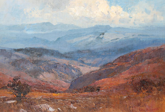 Bonhams : Titta Fasciotti (South African, 1927-1993) A mountain landscape Bonhams : Titta Fasciotti (South African, 1927-1993) A mountain landscape