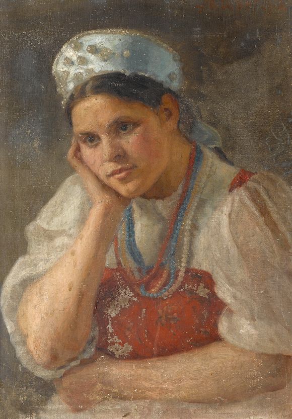 Bonhams : Maria Viktorovna Shreter (Russian, 1870-1924) Portrait of a ...