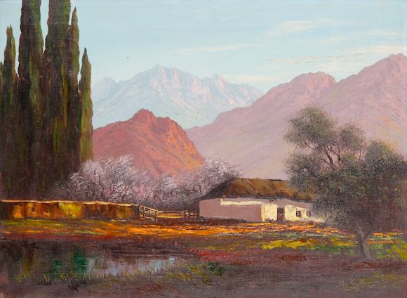 Bonhams : Johan Greeff (20th Century) A homestead in South Africa