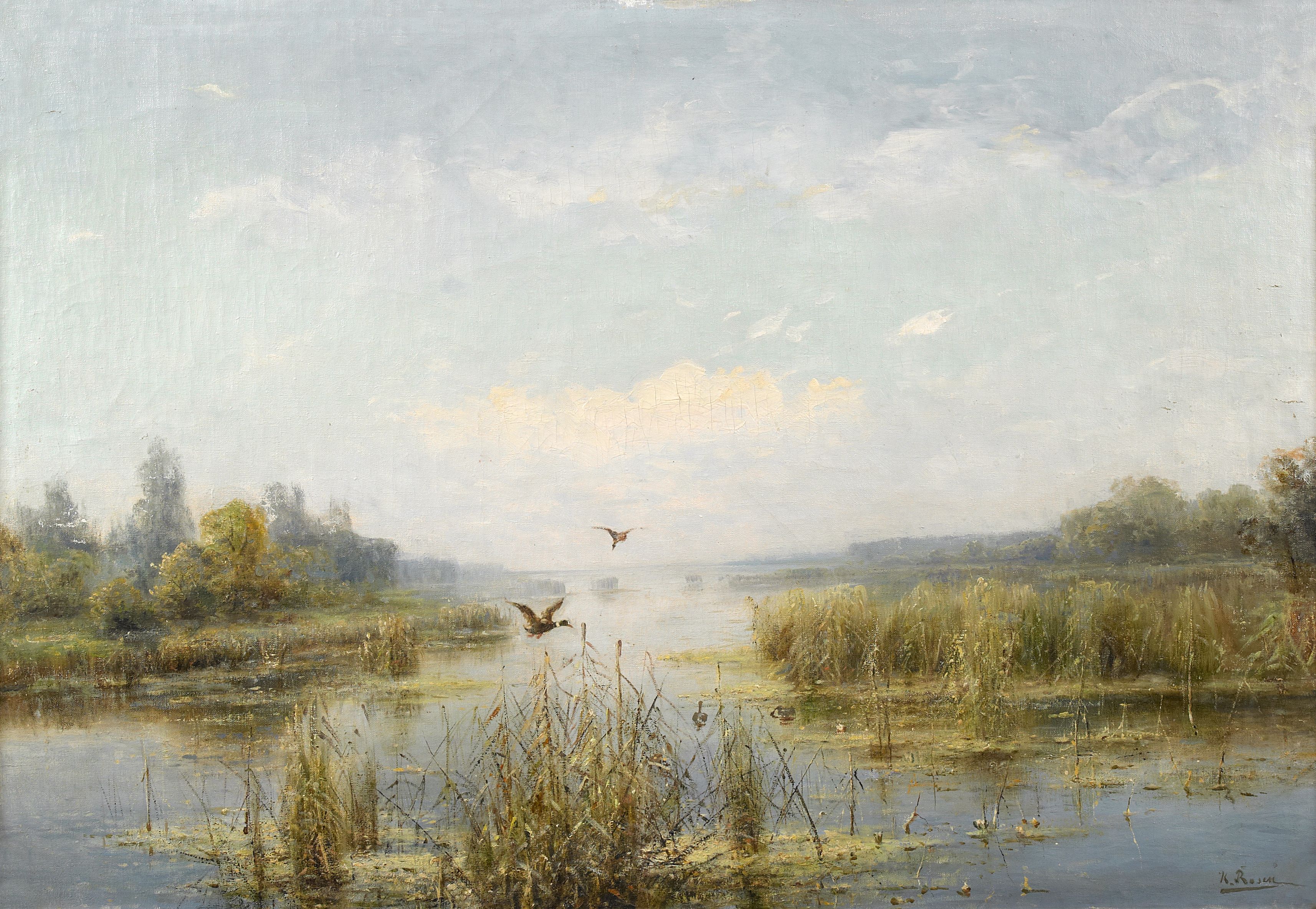 Bonhams : Karl Rosen (Russian, 1864-1934) Landscape with a lake