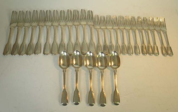 Bonhams : A silver part table service of Fiddle Thread and Shell ...