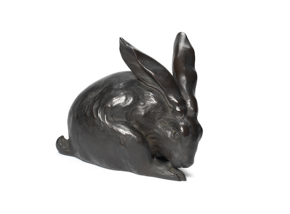 Bonhams : A bronze okimono of a rabbit By Yoshinobu, Meiji Period